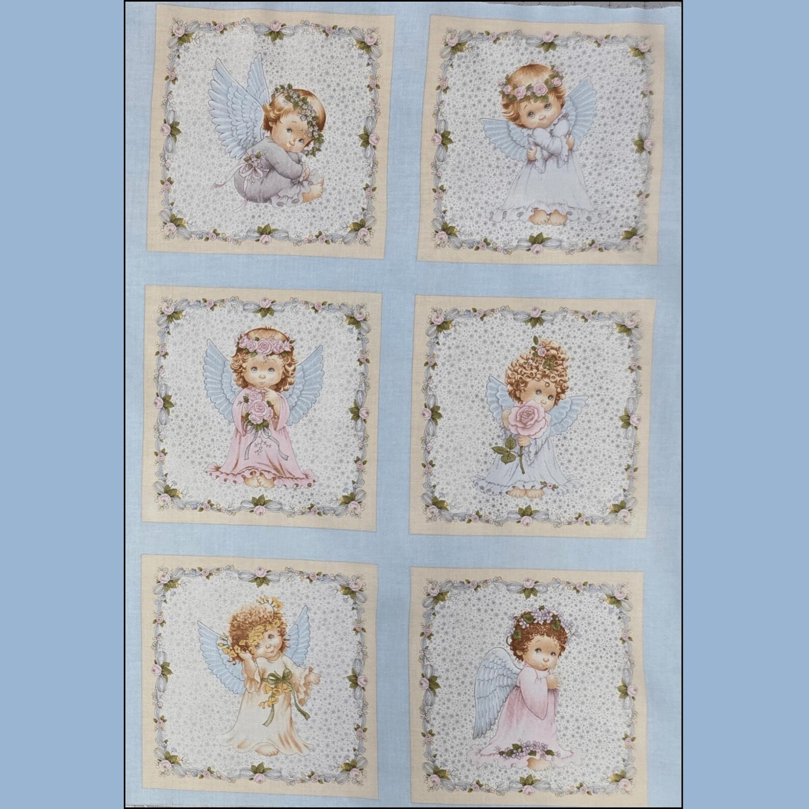 Vintage Ami Morehead Fabric Panel | "angel Kids" Cut & Sew Quilt Blocks ...