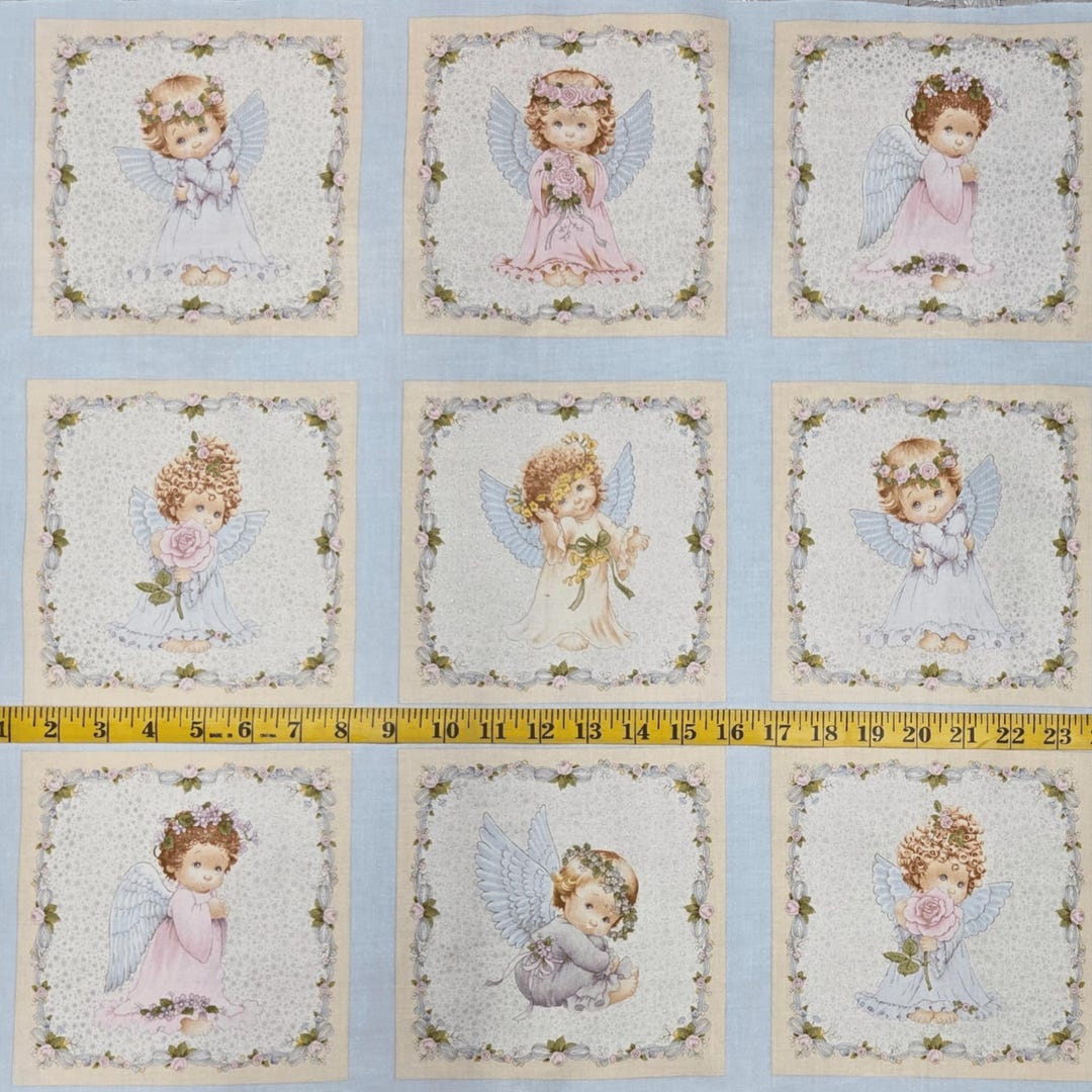 Vintage Ami Morehead Fabric Panel | "angel Kids" Cut & Sew Quilt Blocks ...