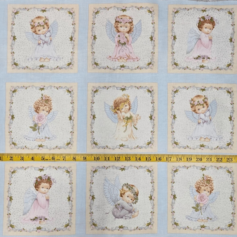 Vintage Ami Morehead Fabric Panel | "angel Kids" Cut & Sew Quilt Blocks ...