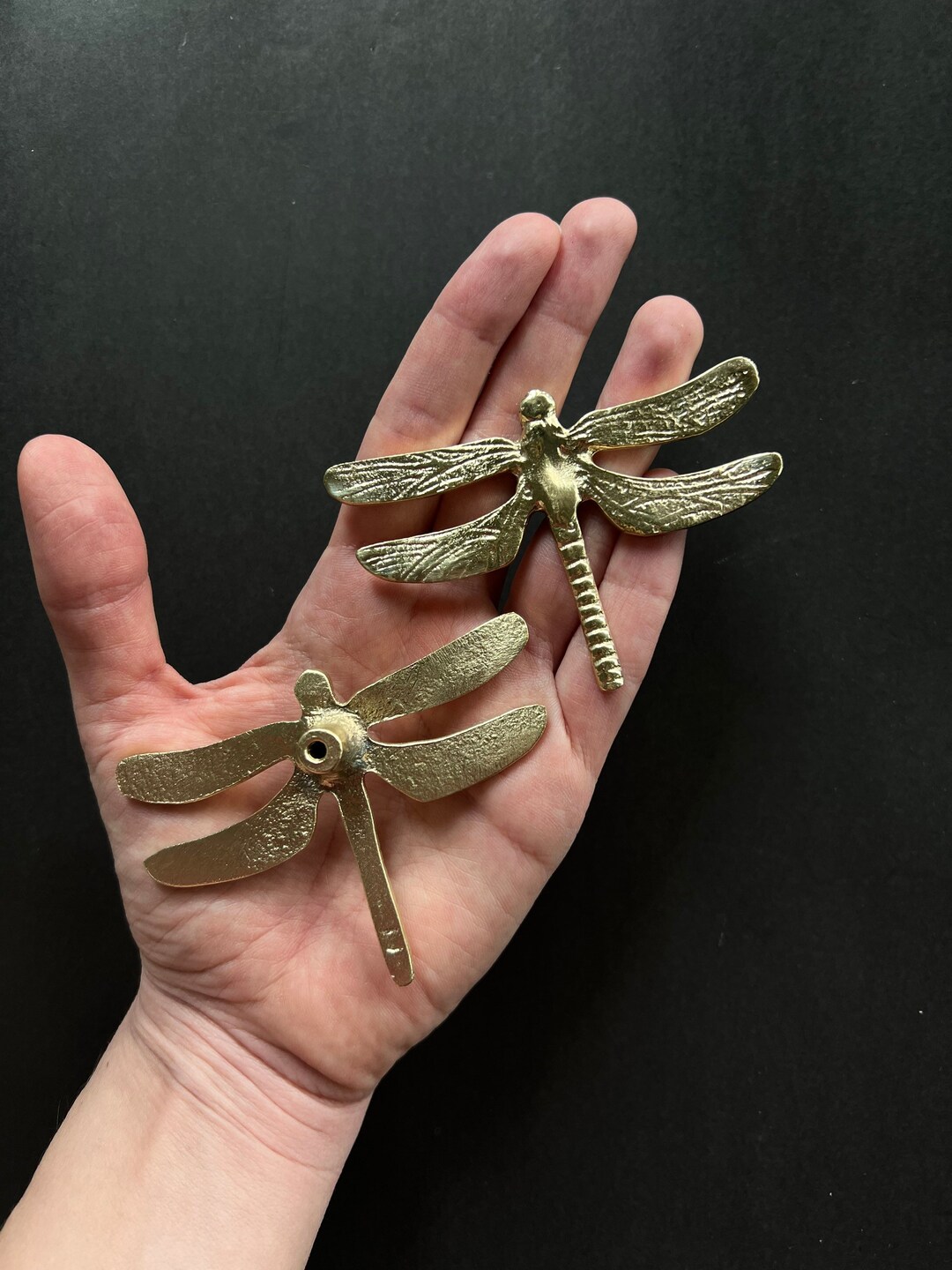 Vintage Retro Brass Dragonfly Gold Color Cabinets Handles, Resin ...