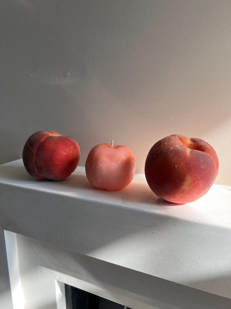 Realistic Peach Handmade Candle, Garden Lover’s Gift, Unique Table ...