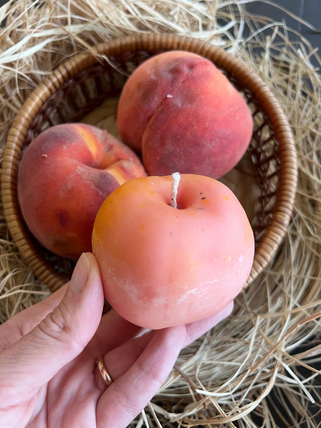 Realistic Peach Handmade Candle, Garden Lover’s Gift, Unique Table ...