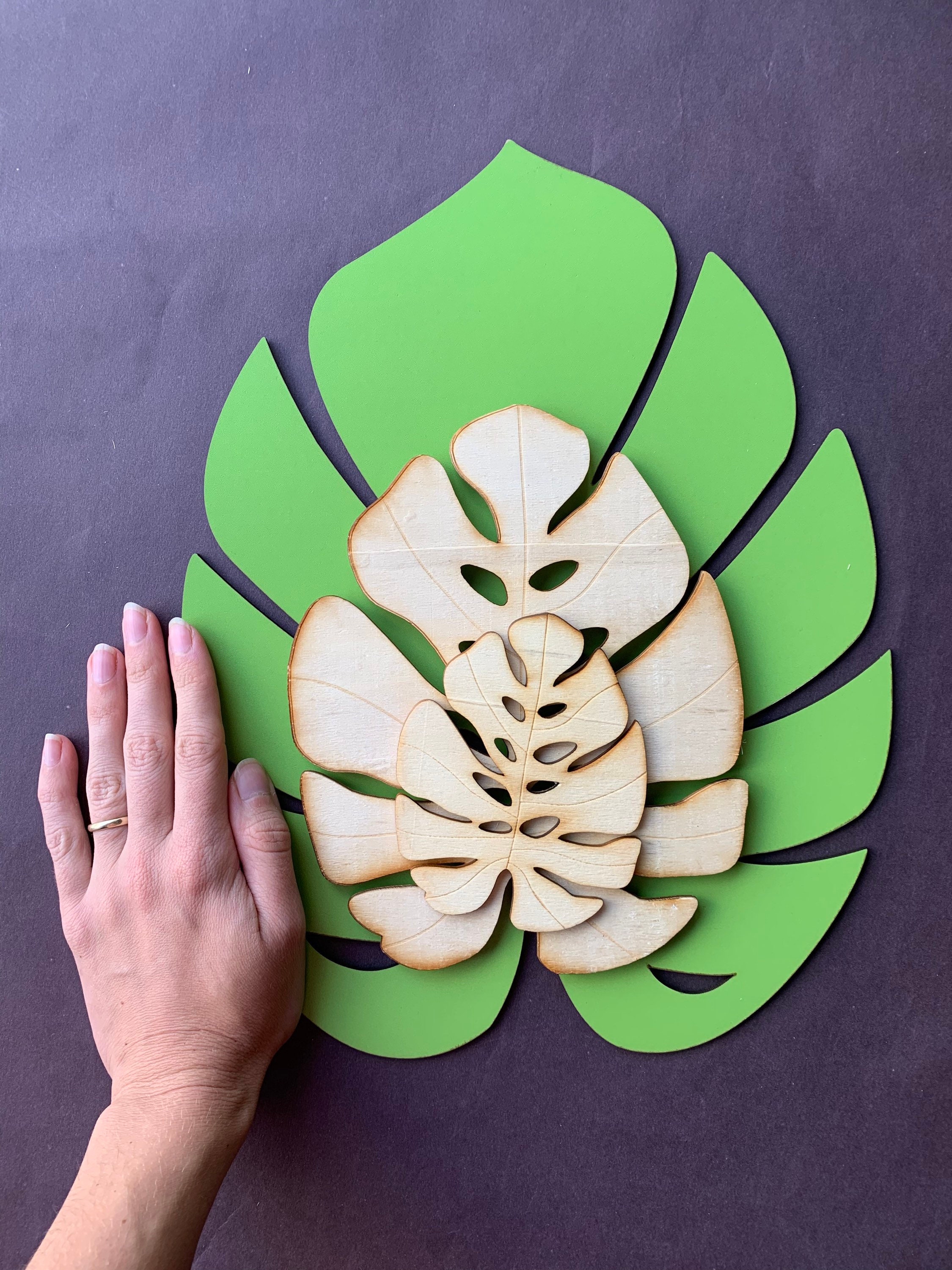 Wood Monstera Tray Resin Monstera Leaf Wall Decorations Palm - Etsy