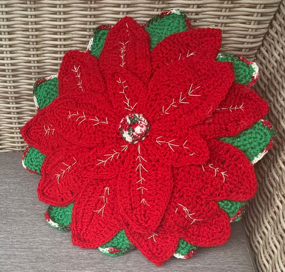 Christmas Flower Cushion Crochet Pattern - Etsy