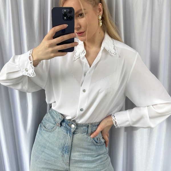 Sheer White Blouse - Etsy Australia