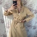 Vintage Light Fall Camel Color Trench Coat, Elegant Women’s Belted ...