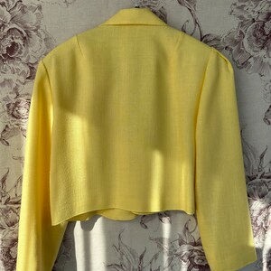 Vintage Yellow Linen Jacket, Women's Summer Cropped Blazer With Puffed ...