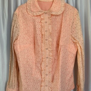 Vintage Pink Salmon Color Blouse, Ruffle Shirt With Puritan Collar - Etsy