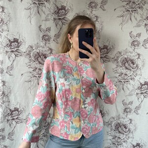 Vintage Pink Floral Print Blazer, Elegant Women’s Jacket - Etsy