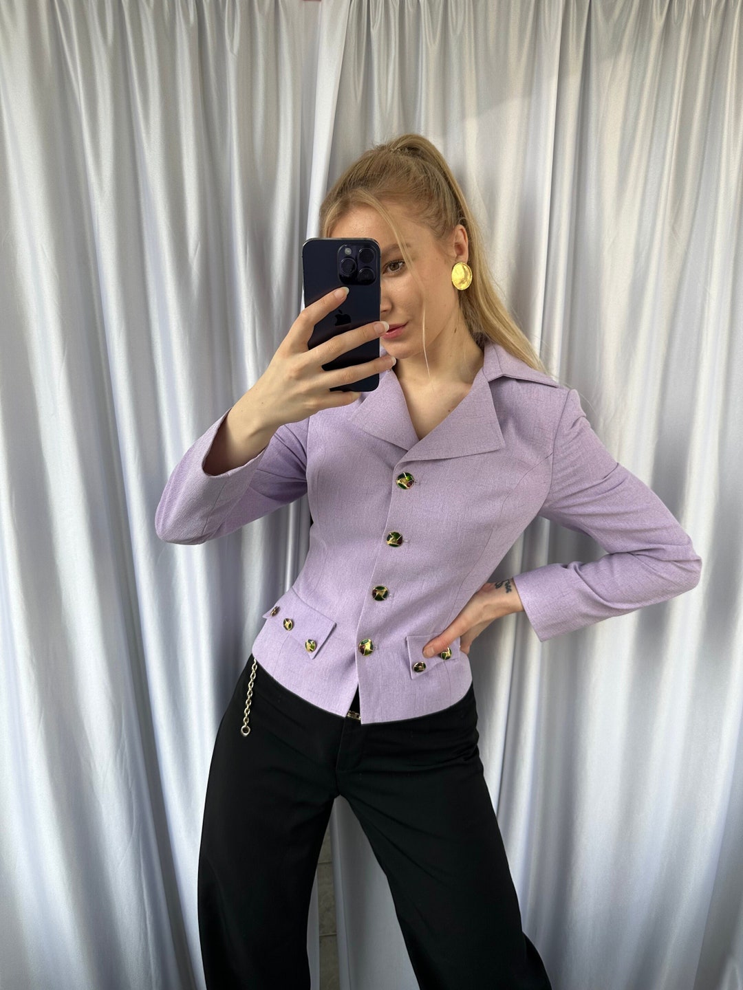 Vintage Lilac Feminine Blazer, Purple Women's Jacket - Etsy