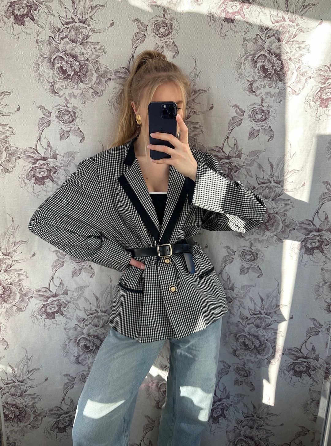 Vintage Black and White Check Blazer, Elegant Classy Jacket - Etsy