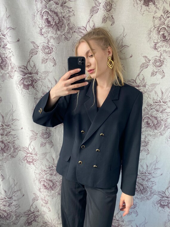 Vintage double breasted black classy blazer - Gem