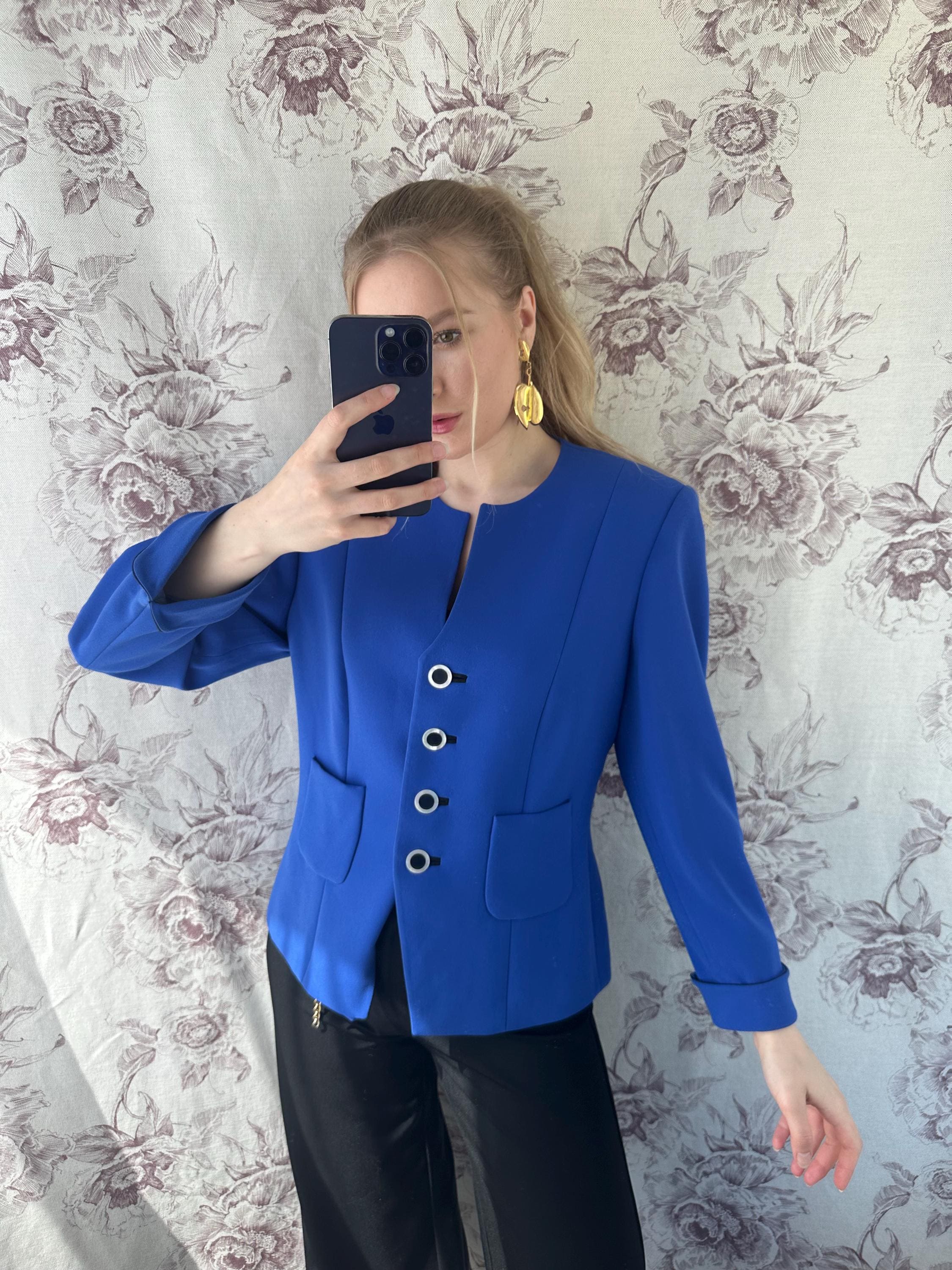 Vintage Blue 70s Classy Blazer, Elegant Women’s Jacket - Etsy