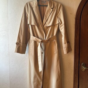 Vintage Light Fall Camel Color Trench Coat, Elegant Women’s Belted ...