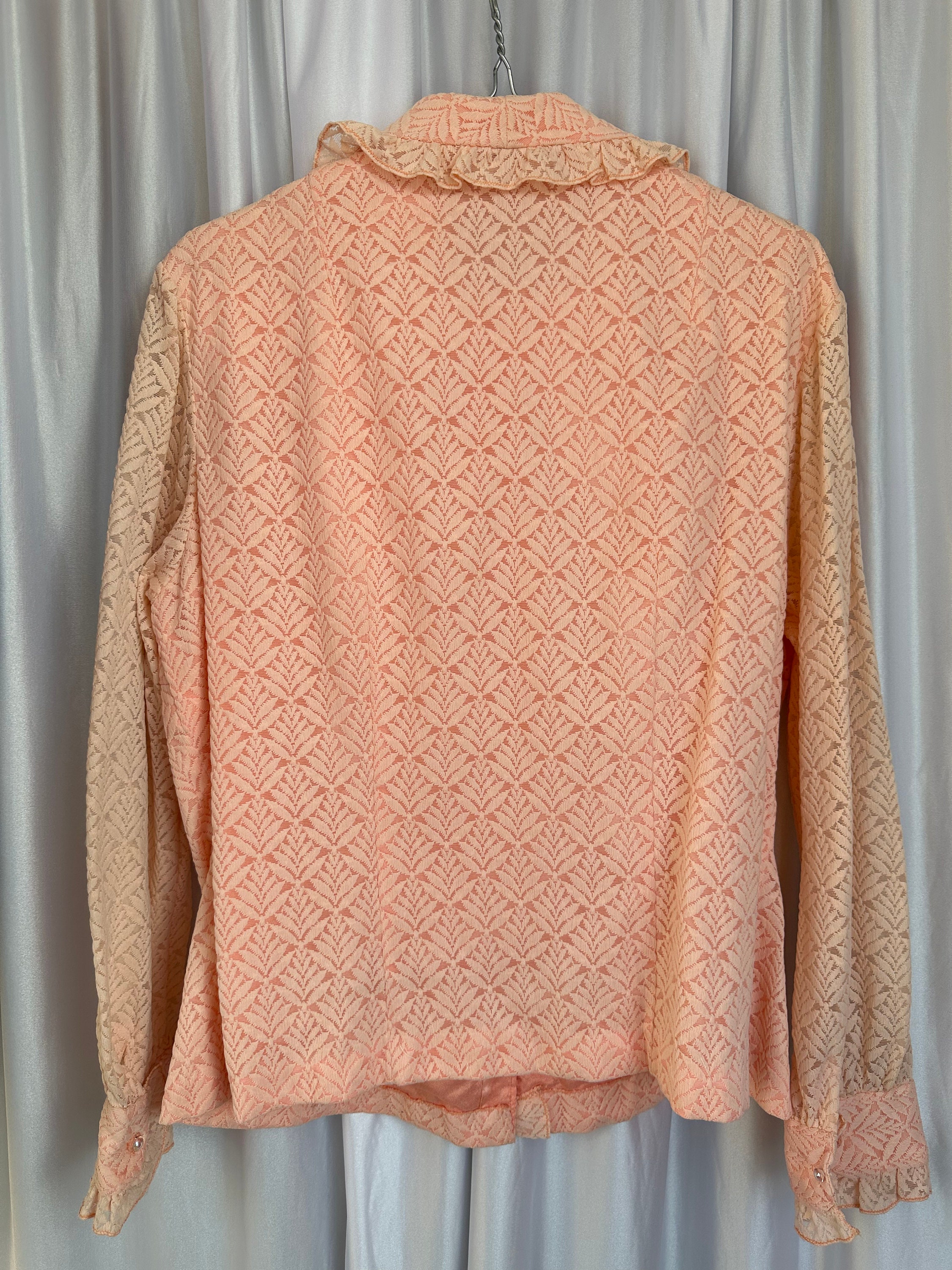 Vintage Pink Salmon Color Blouse, Ruffle Shirt With Puritan Collar - Etsy