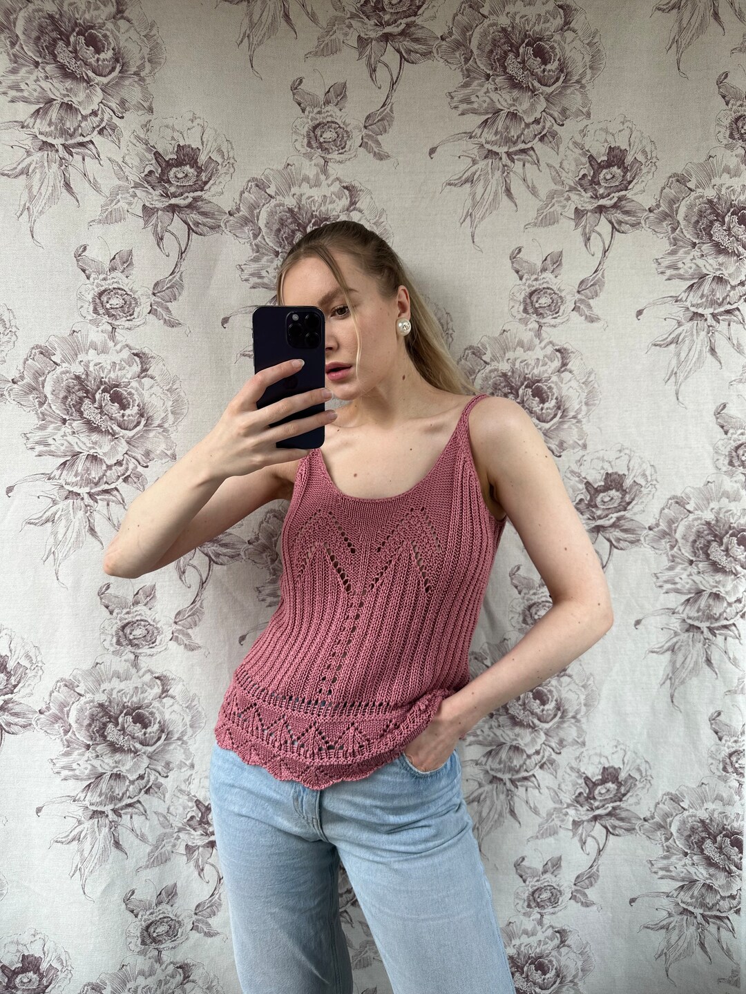 Vintage Pink Knitwear Top, Feminine Women’s Knit Top - Etsy