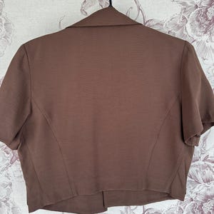 Vintage Brown Short Summer Jacket With Pockets, Womens Cropped Blazer ...
