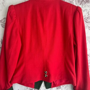 Vintage Red Tailored Blazer With Different Buttons, Elegant Long Sleeve ...