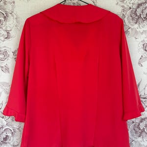 Vintage Red Ruffle Collar Blouse, Elegant Women's Shirt - Etsy