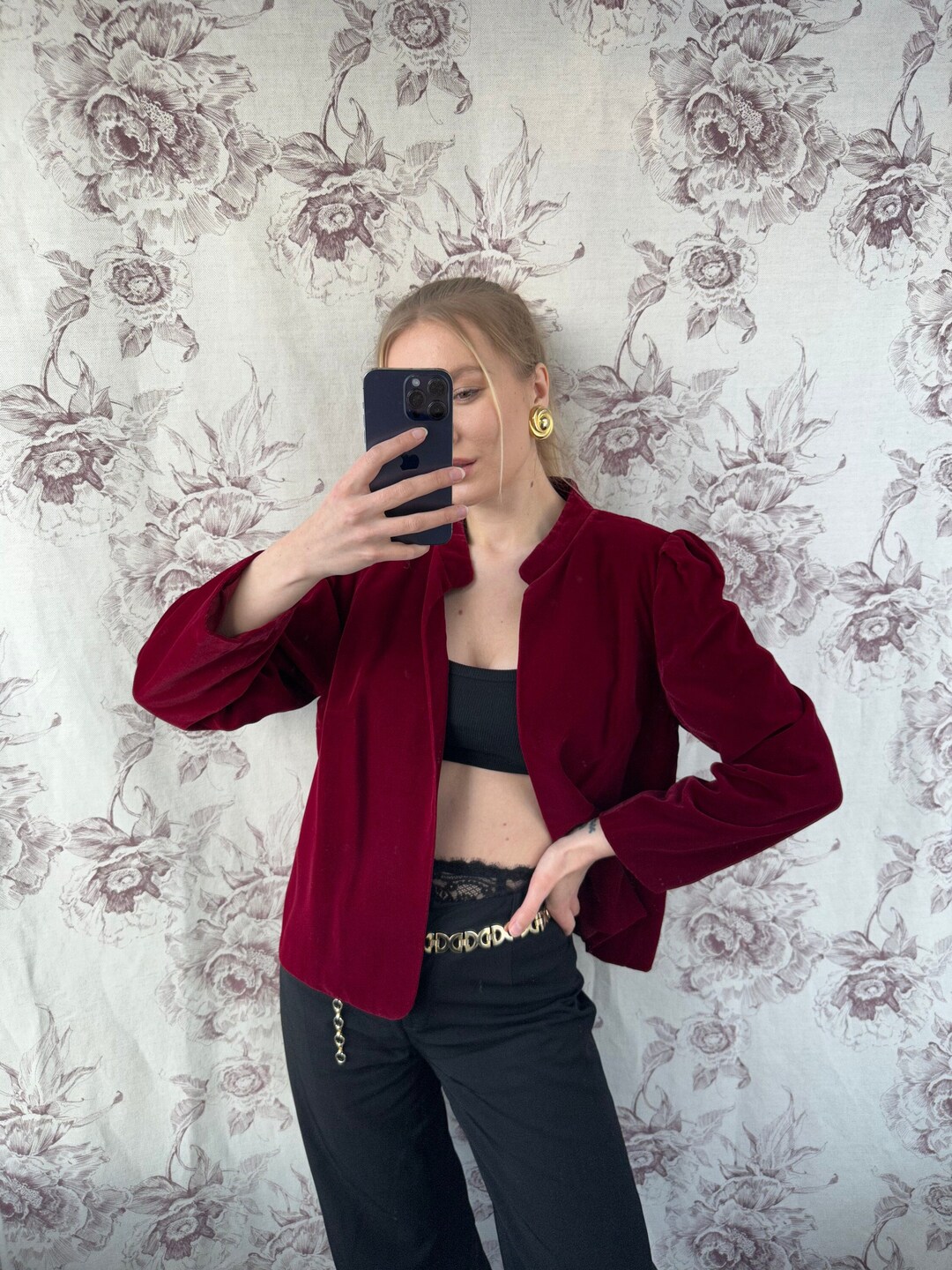 Vintage Ruby Red Velvet Cardigan Elegant and Classy Womens - Etsy