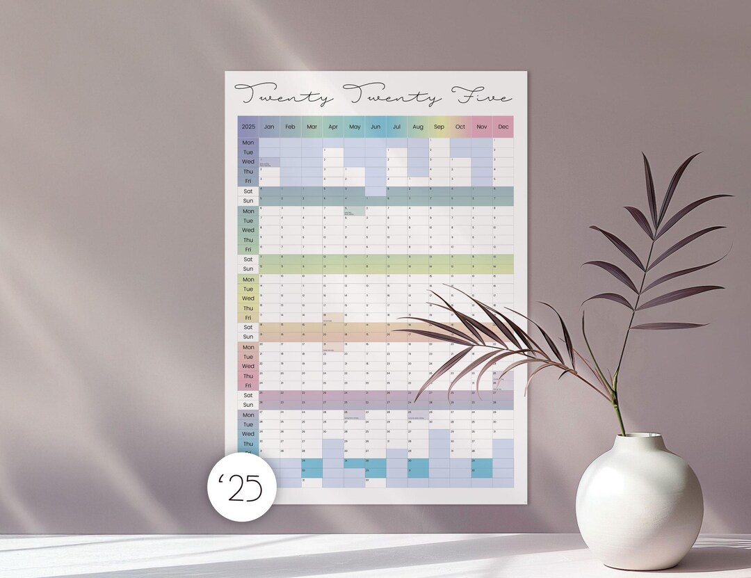 Wall Planner 2025, Vertical Planner, Portrait Planner, Yearly Planner ...