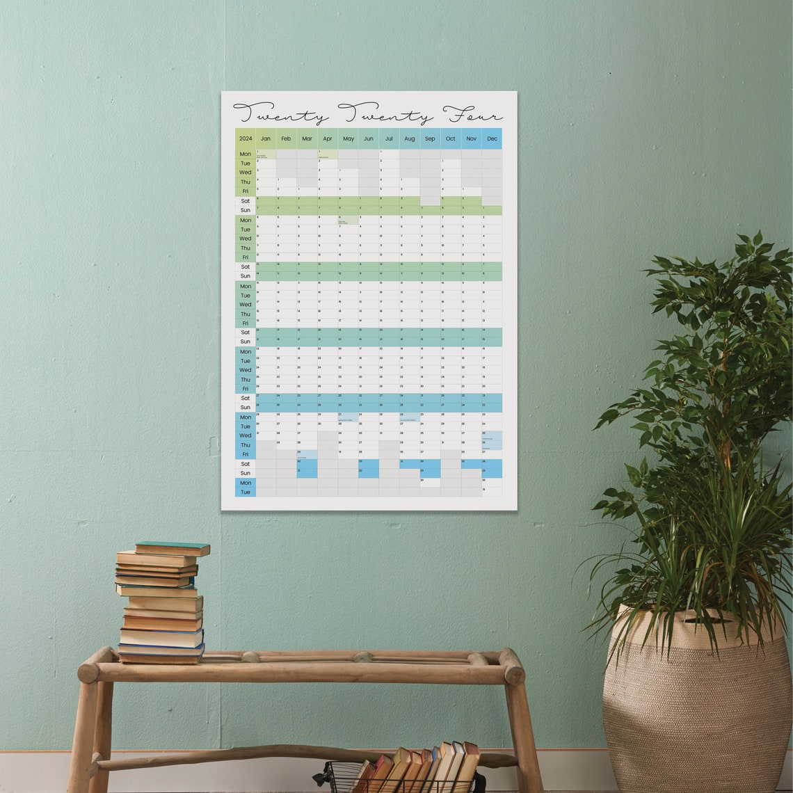 Wall Planner 2024, A1 Wall Calendar, Vertical Planner, UK Bank Holidays ...