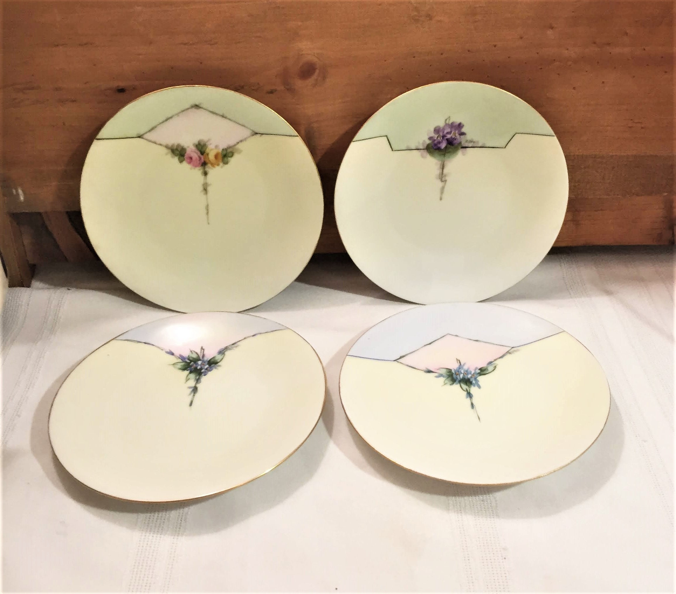 Caine’s Studio Hand Painted & Signed Iris Plates Set of (4) - Etsy