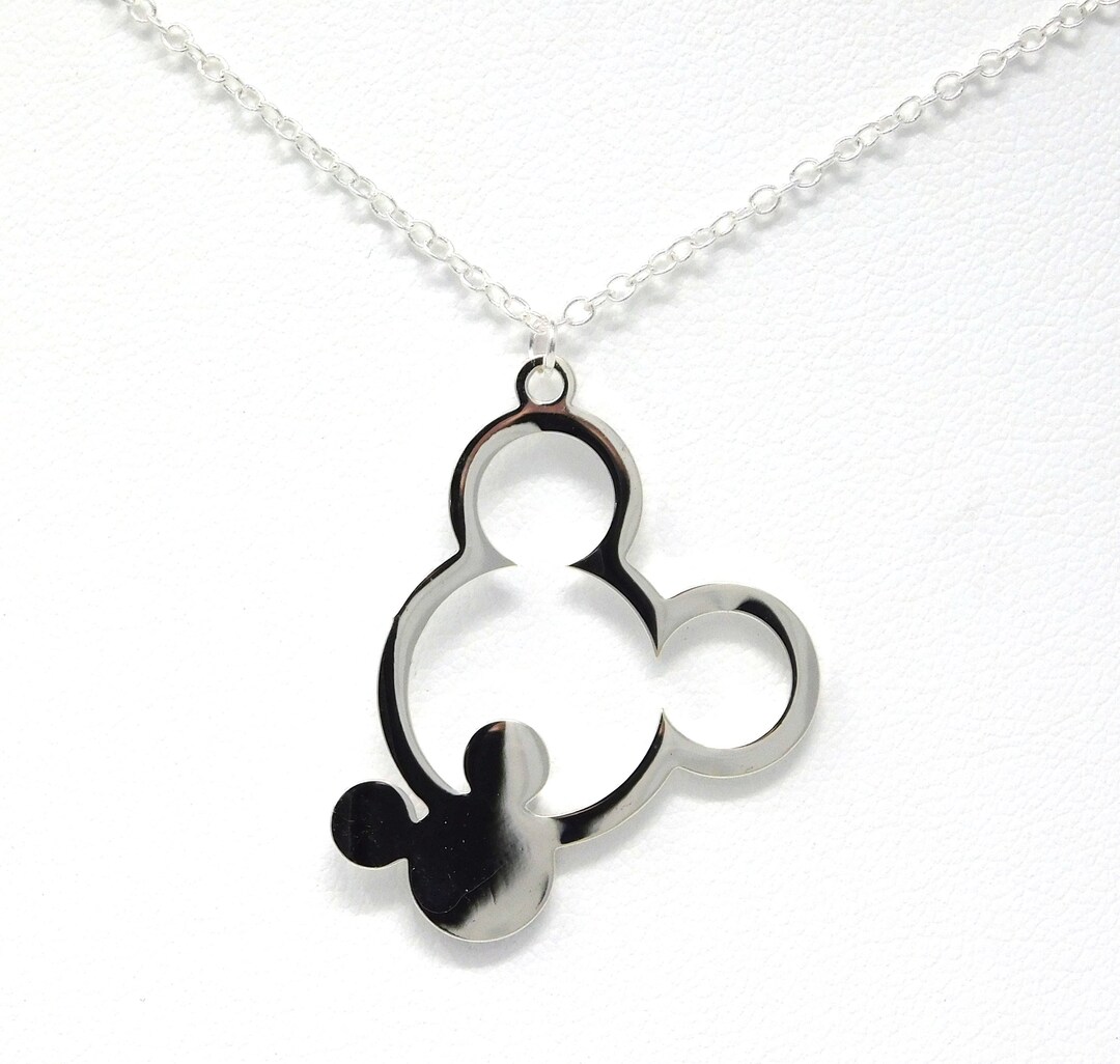 Mickey Mouse Disney Disneyland Pendant Necklace Jewelry. Silver Plated ...