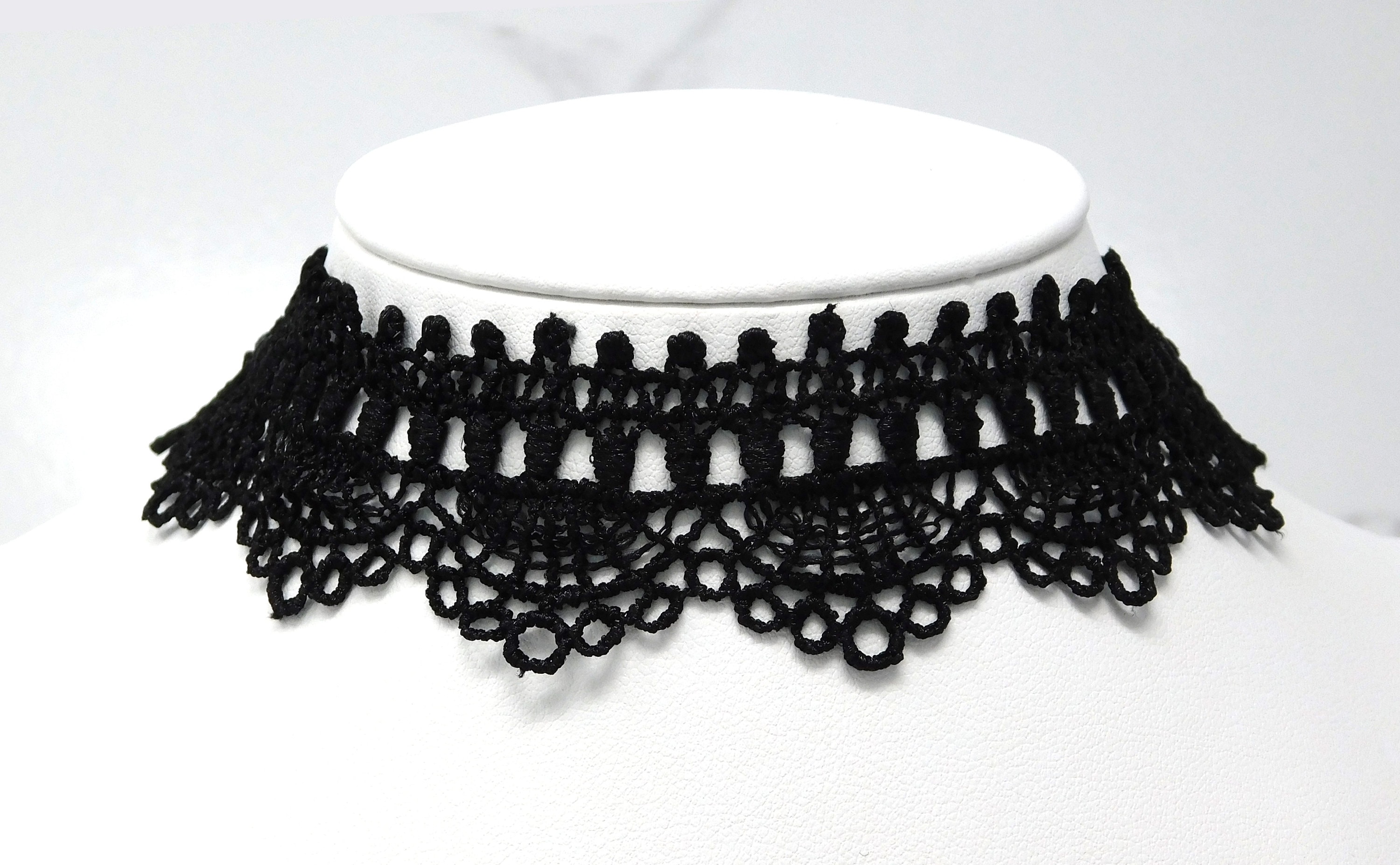 Black Lace Choker Necklace Black Lace Gothic Choker Steampunk Lace ...