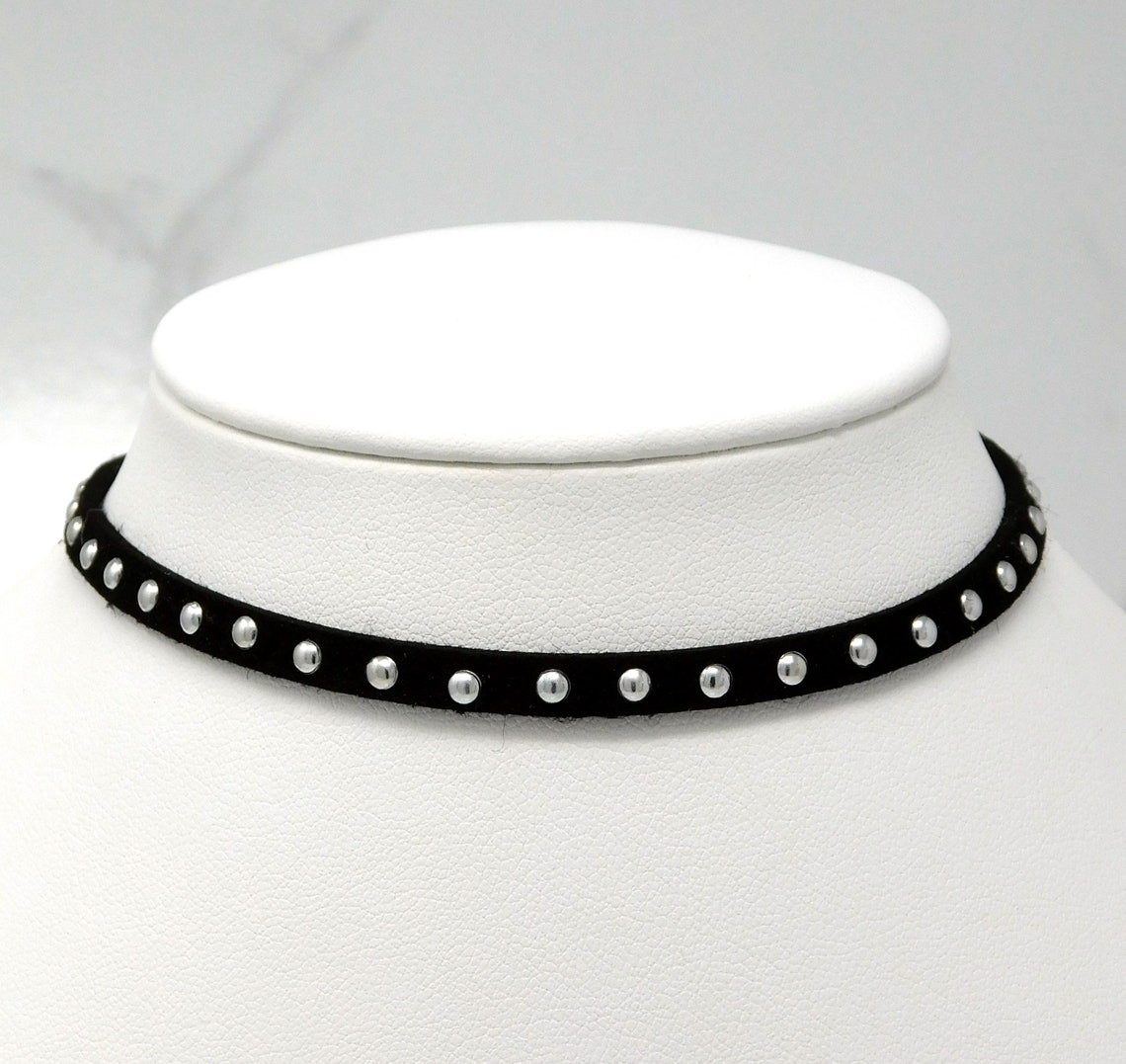 Studded Black Punk Choker: Rave Party Necklace - Etsy