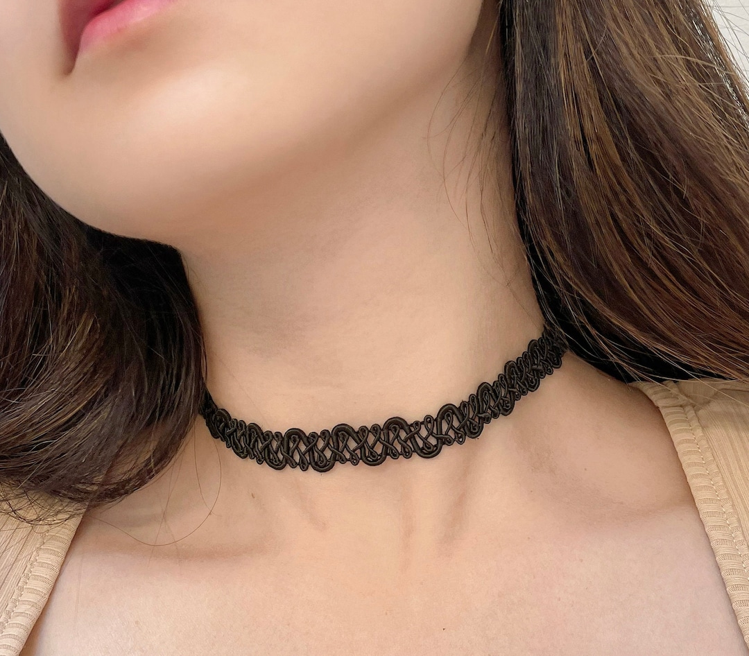 Tattoo Style Lace Choker: Black Punk Rave Necklace - Etsy