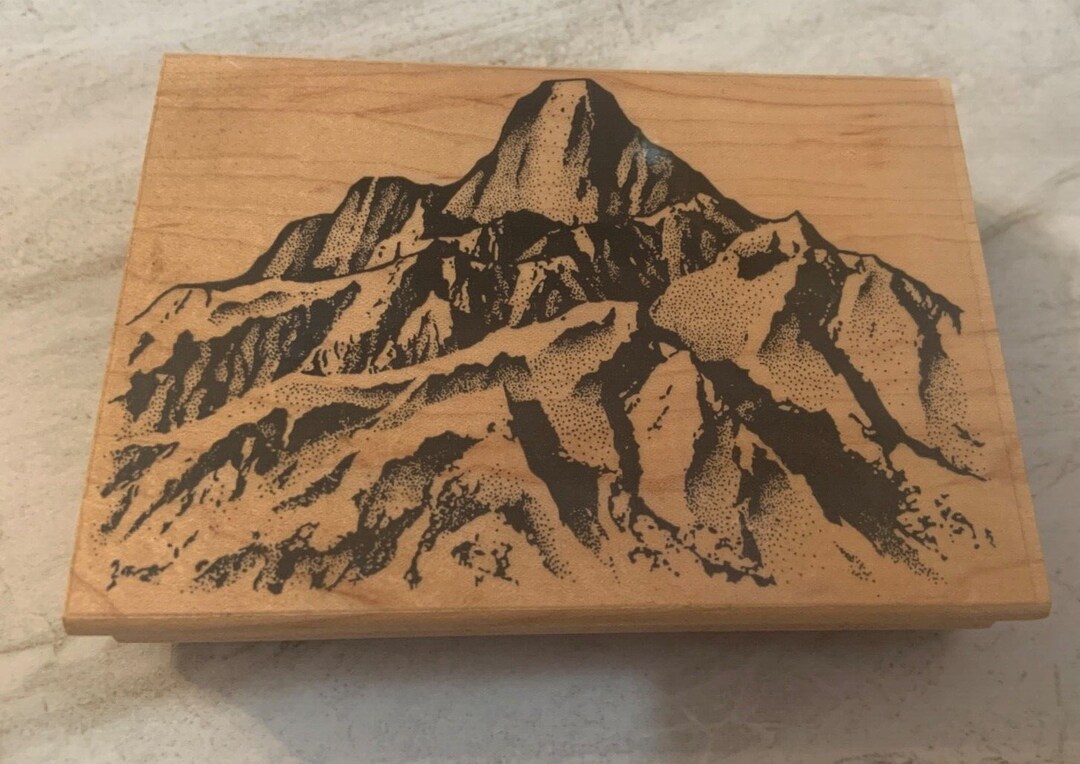 Stampscapes Rubber Stamp 182G Tall Peak Mountains Landscape Scenery ...