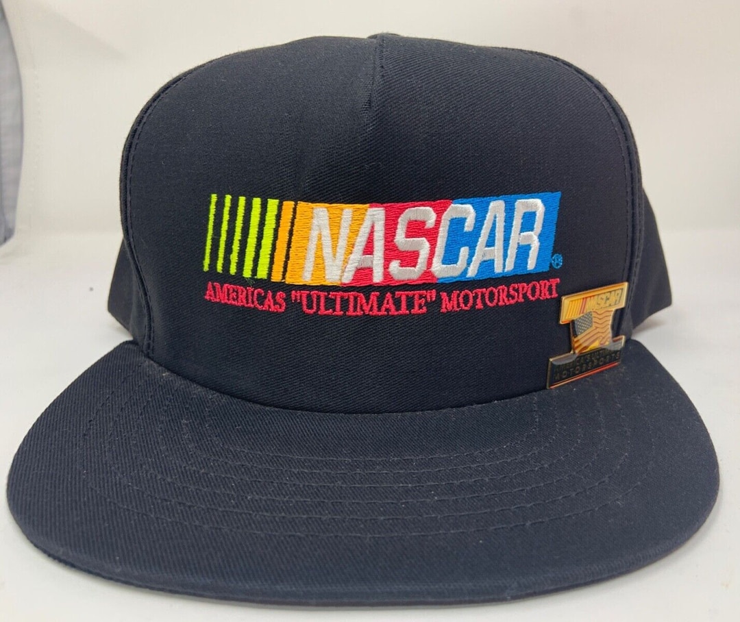 New Vintage Nascar Hat - All Black NASCAR Logo Corporate Image Rainbow ...