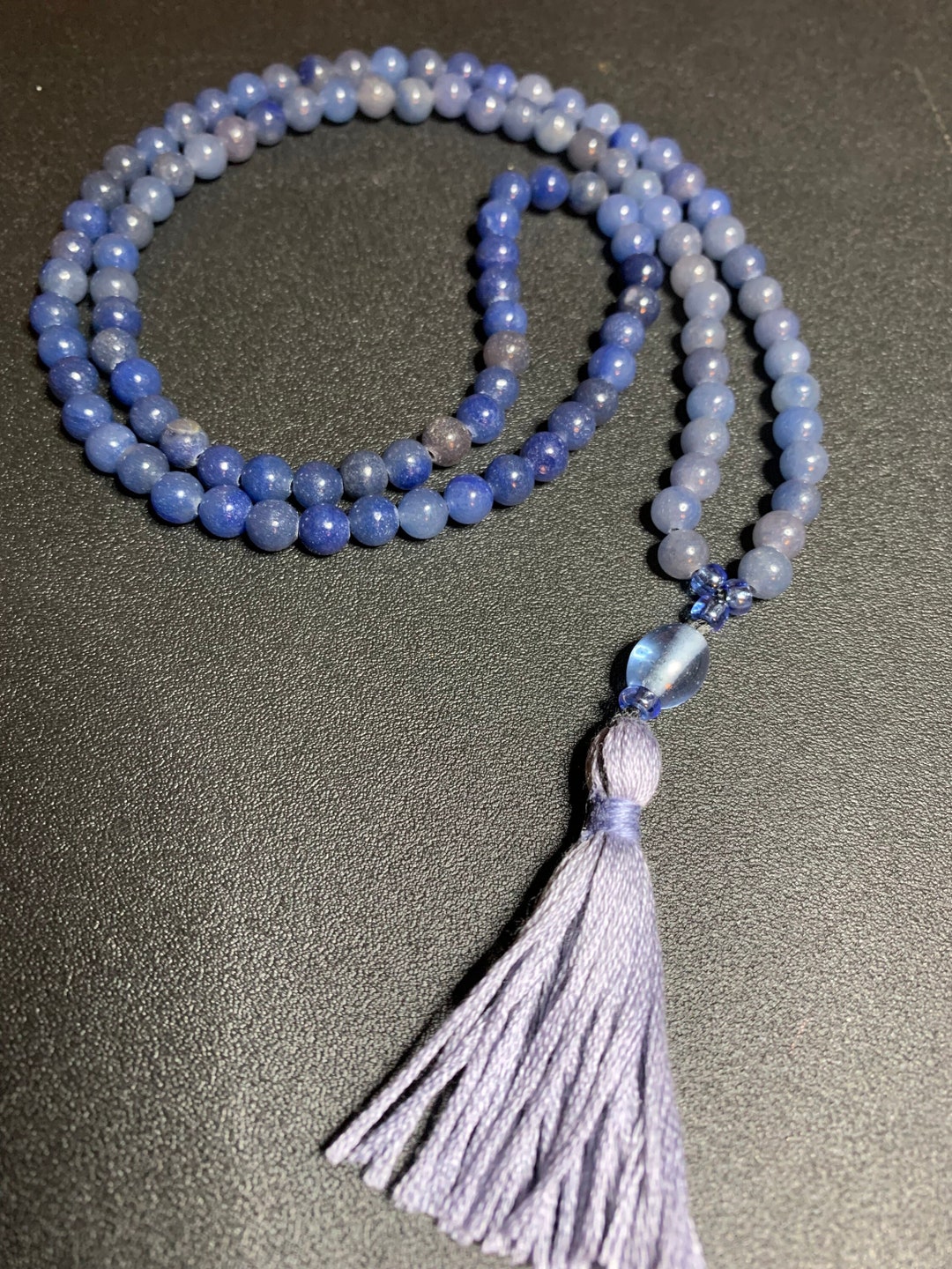 Blue Aventurine & Glass Mala-prayer-meditation Beads 108 Beads Mantra ...