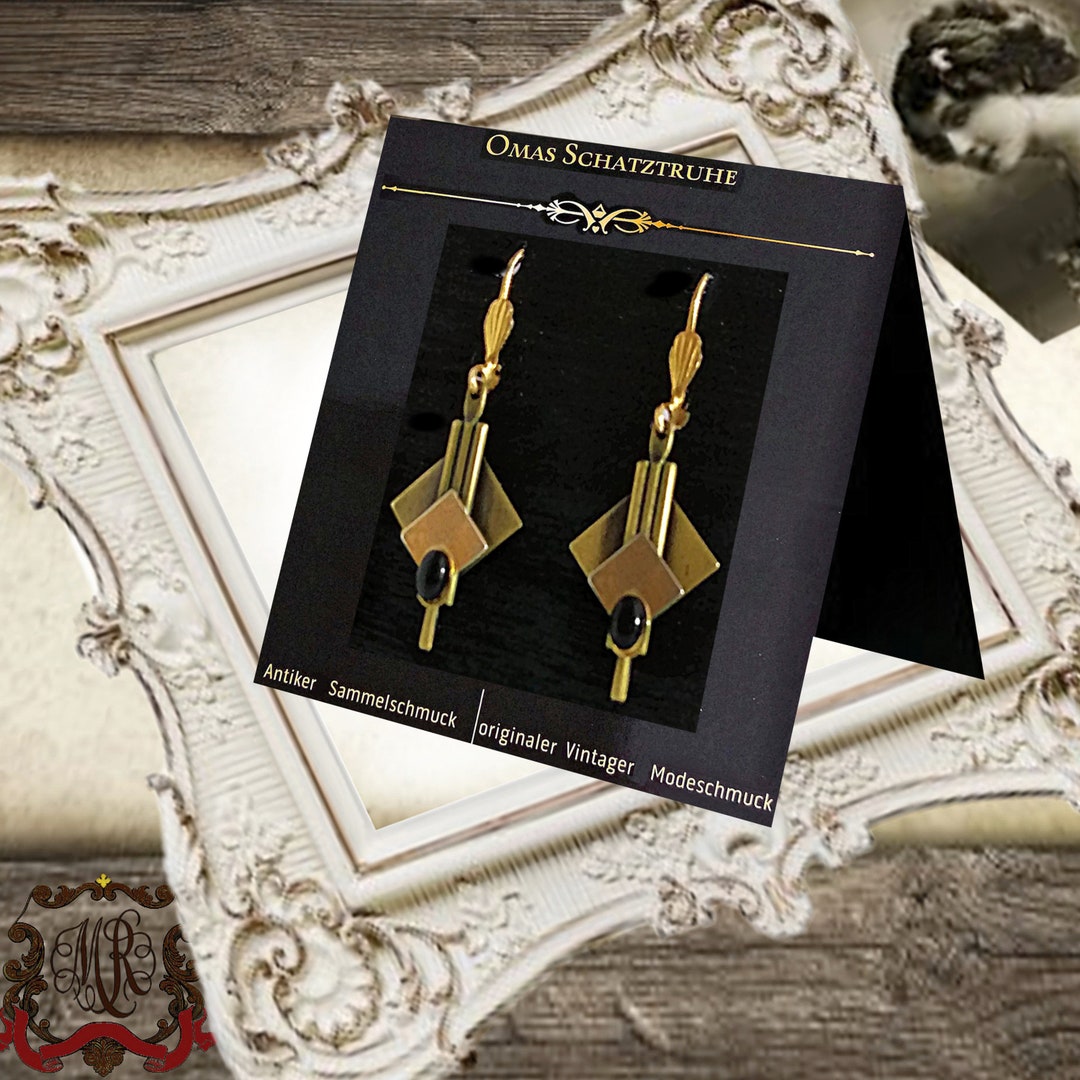 Long Antique Rhombus Dangle Earrings With Geometric Motif. Noble ...