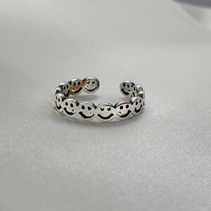Smiley Face Ring, Adjustable Ring, Stackable Ring, Smiley Face Jewelry, Trendy Ring, Resizable ...