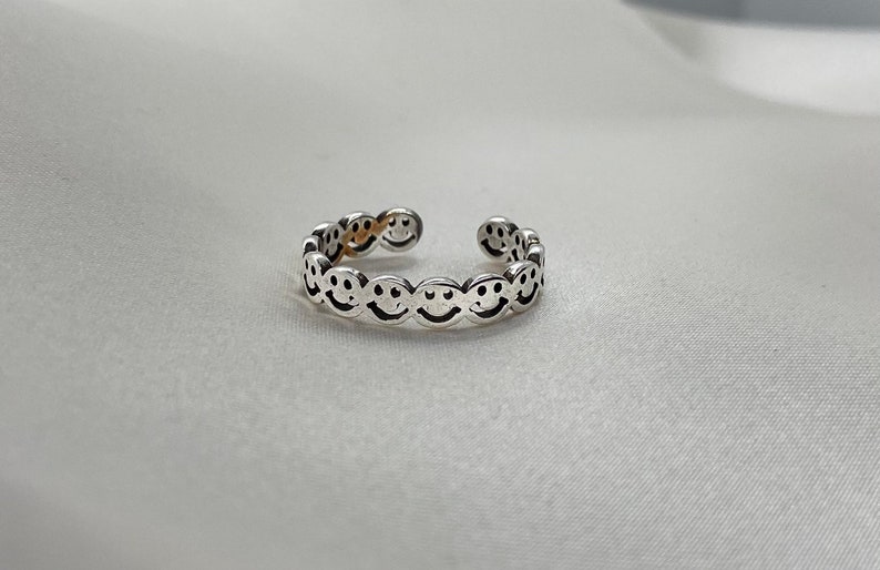 Smiley Face Ring Adjustable Ring Stackable Ring Smiley Face - Etsy