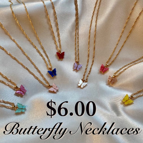 Butterfly Necklaces Butterfly Charm Necklace Butterfly | Etsy