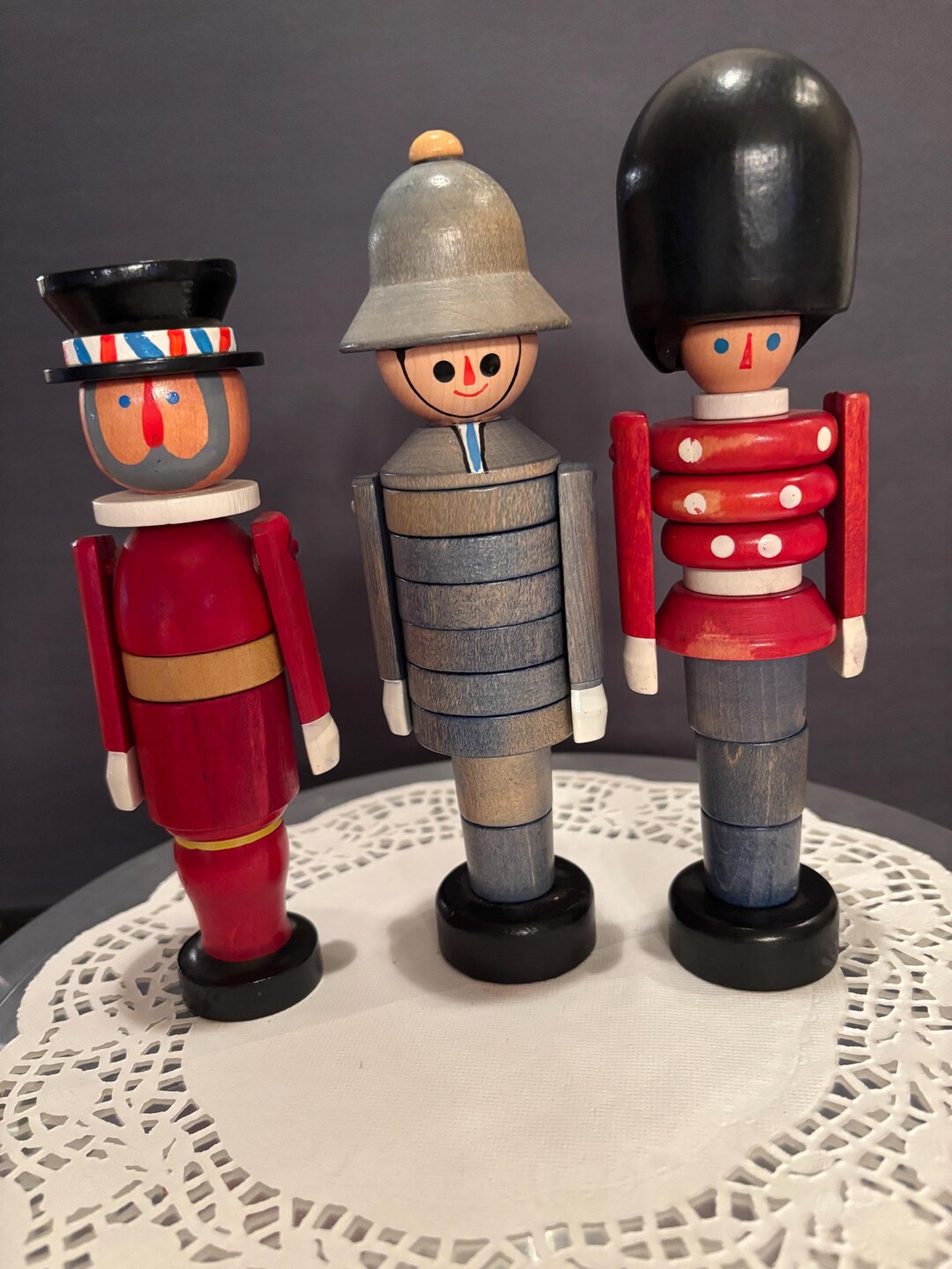 Vintage Mid Century Wooden Stacking Block Figurines, Made in ...