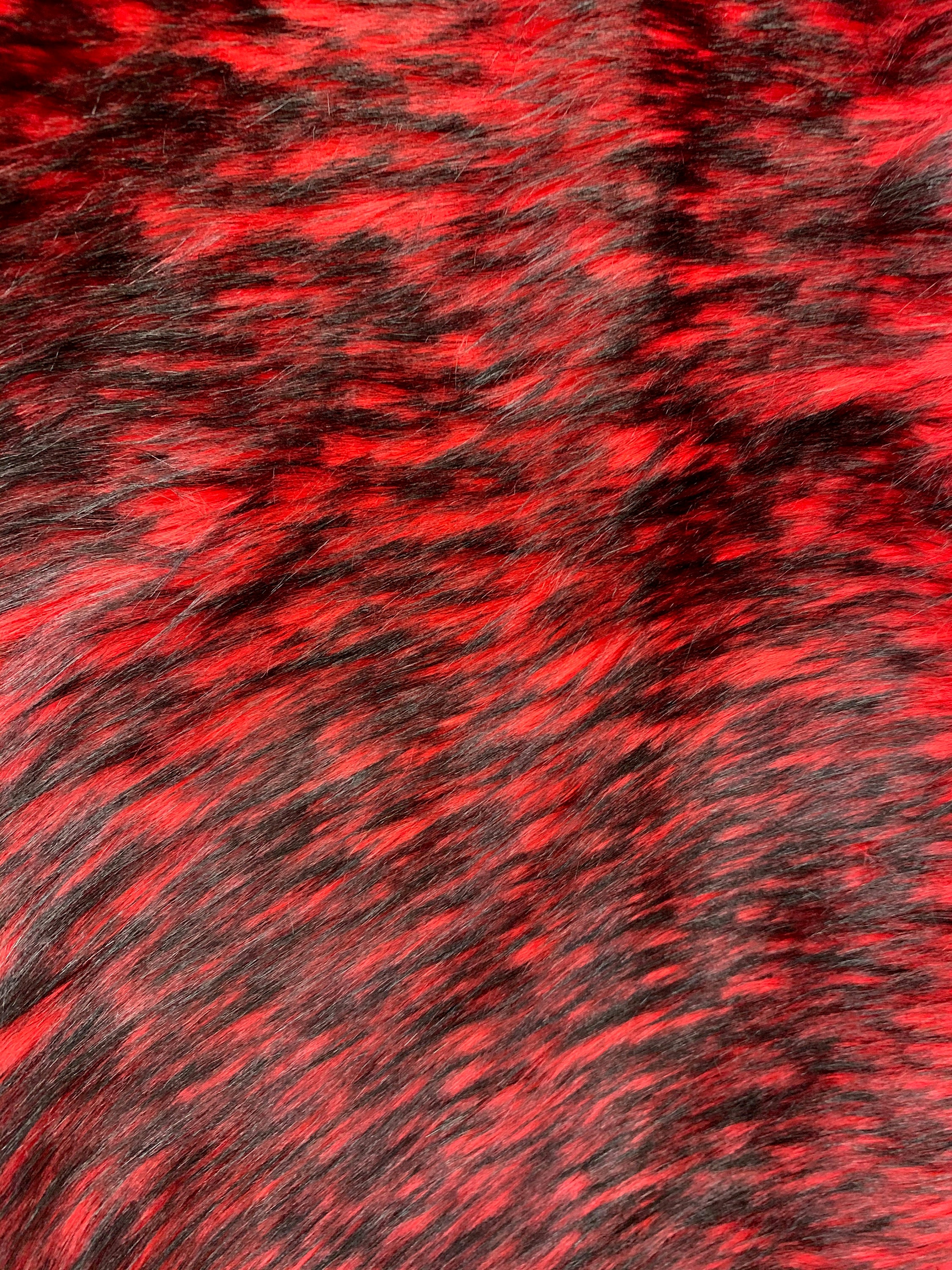 Fiona RED BLACK Husky Soft Faux Fur Fabric for Home Decor, Costumes ...