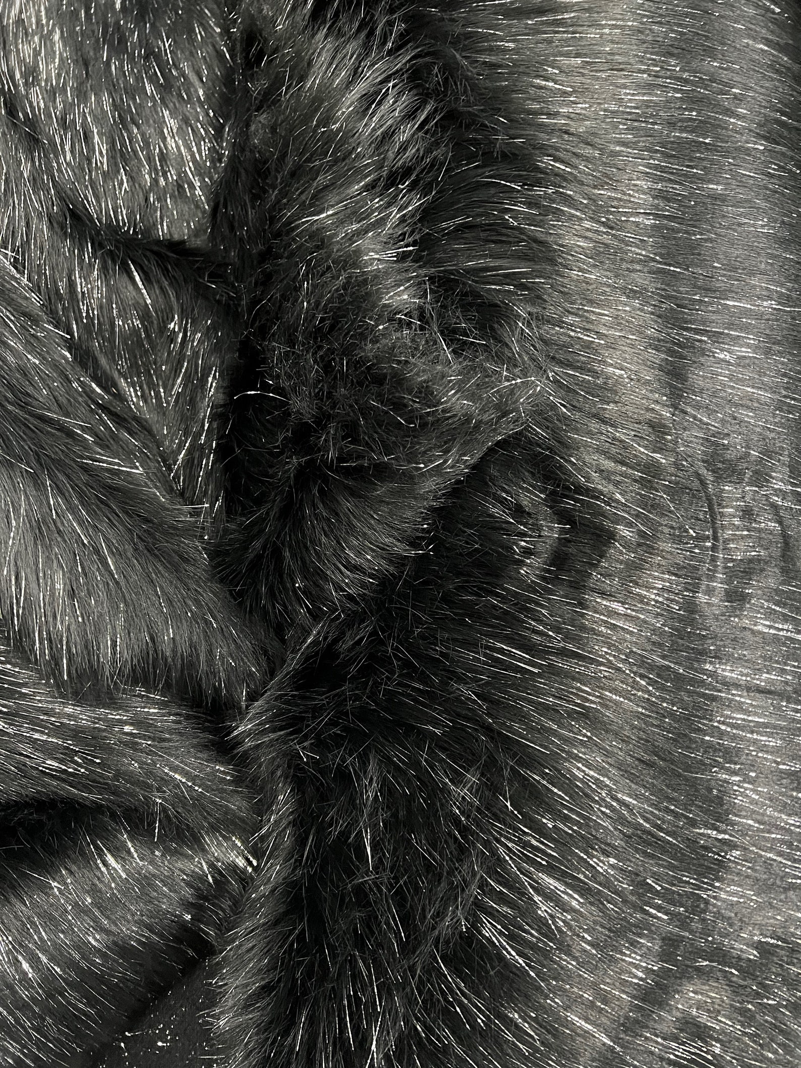 Amy BLACK Tinsel Glitter Shaggy Soft Faux Fur Fabric for Fursuit ...
