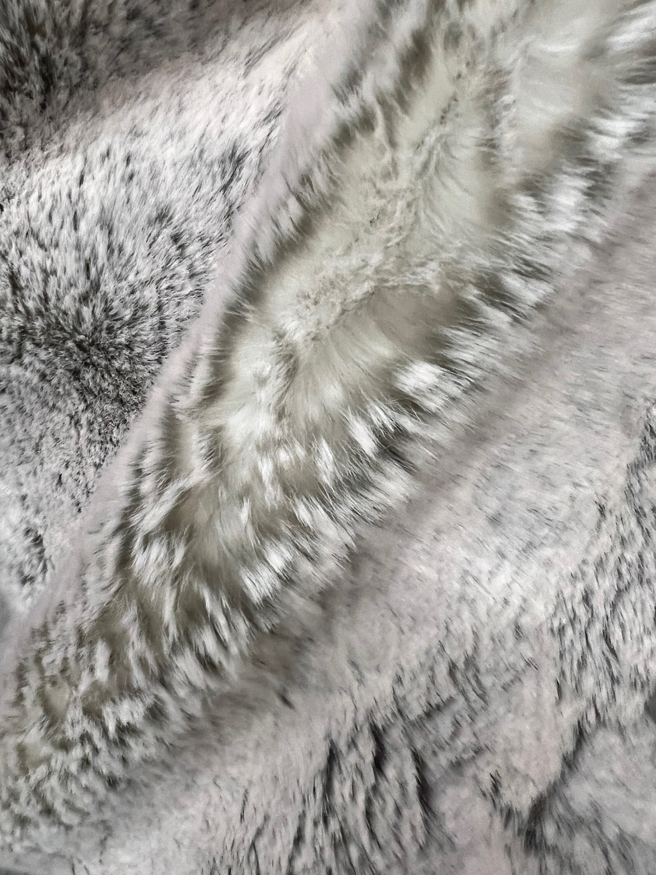 Lumi GREY/WHITE Ultra Soft Minky Rabbit Faux Fur Fabric for Fursuit ...
