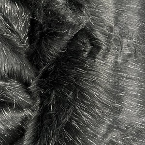 Amy BLACK Tinsel Glitter Shaggy Soft Faux Fur Fabric for Fursuit ...