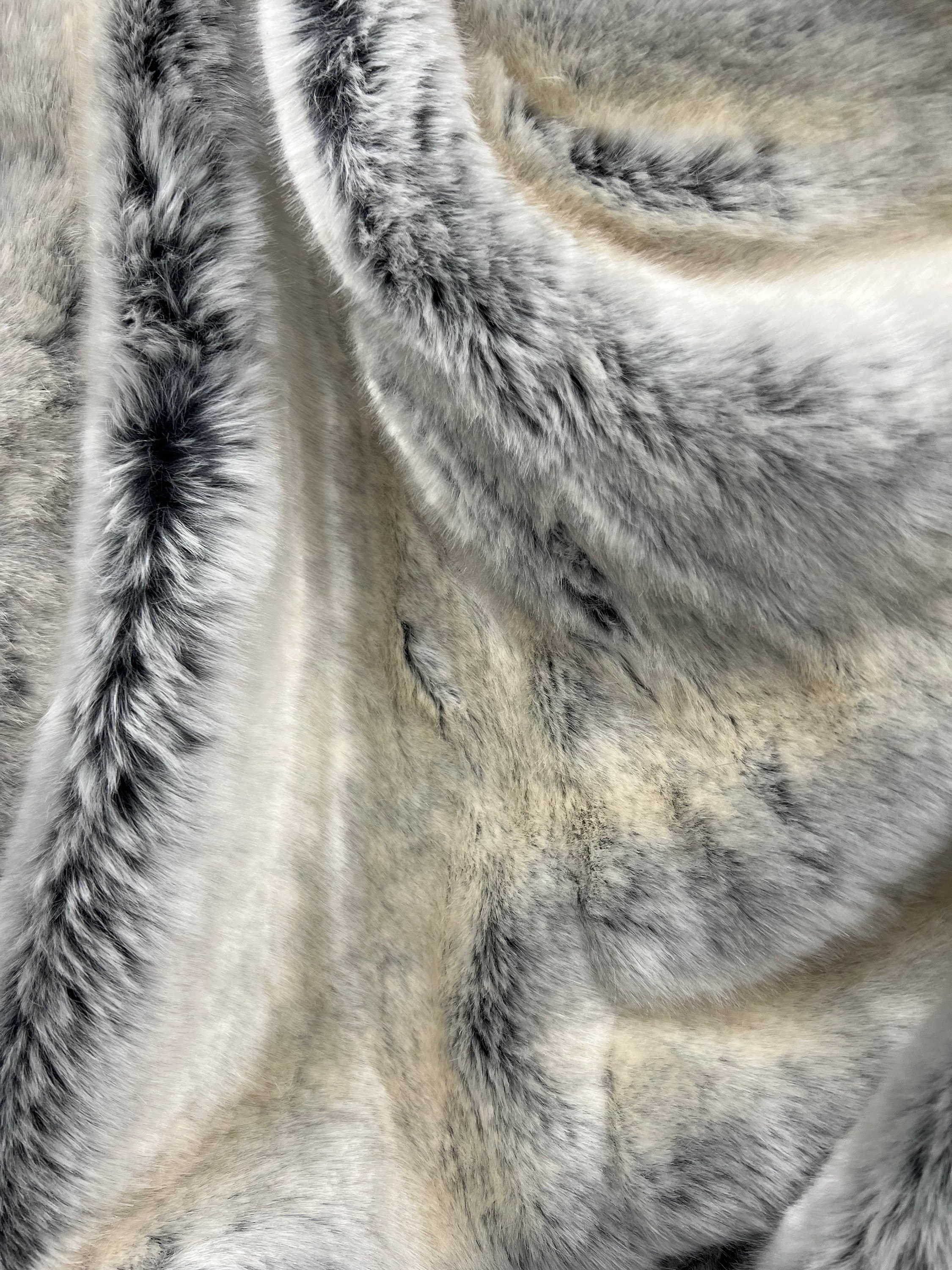 Euphoria Light BEIGE/WHITE/BLACK Ultra Soft Minky Rabbit Faux Fur ...