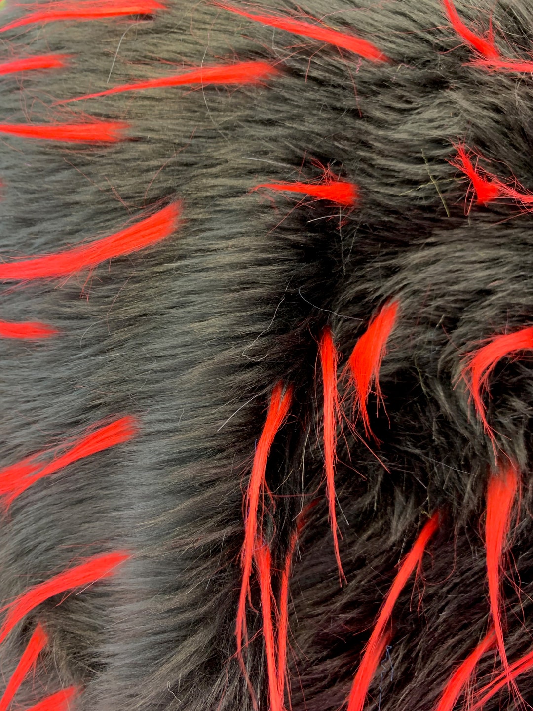 Polly BLACK RED Spike Shaggy Soft Faux Fur Fabric for Fursuit, Cosplay ...