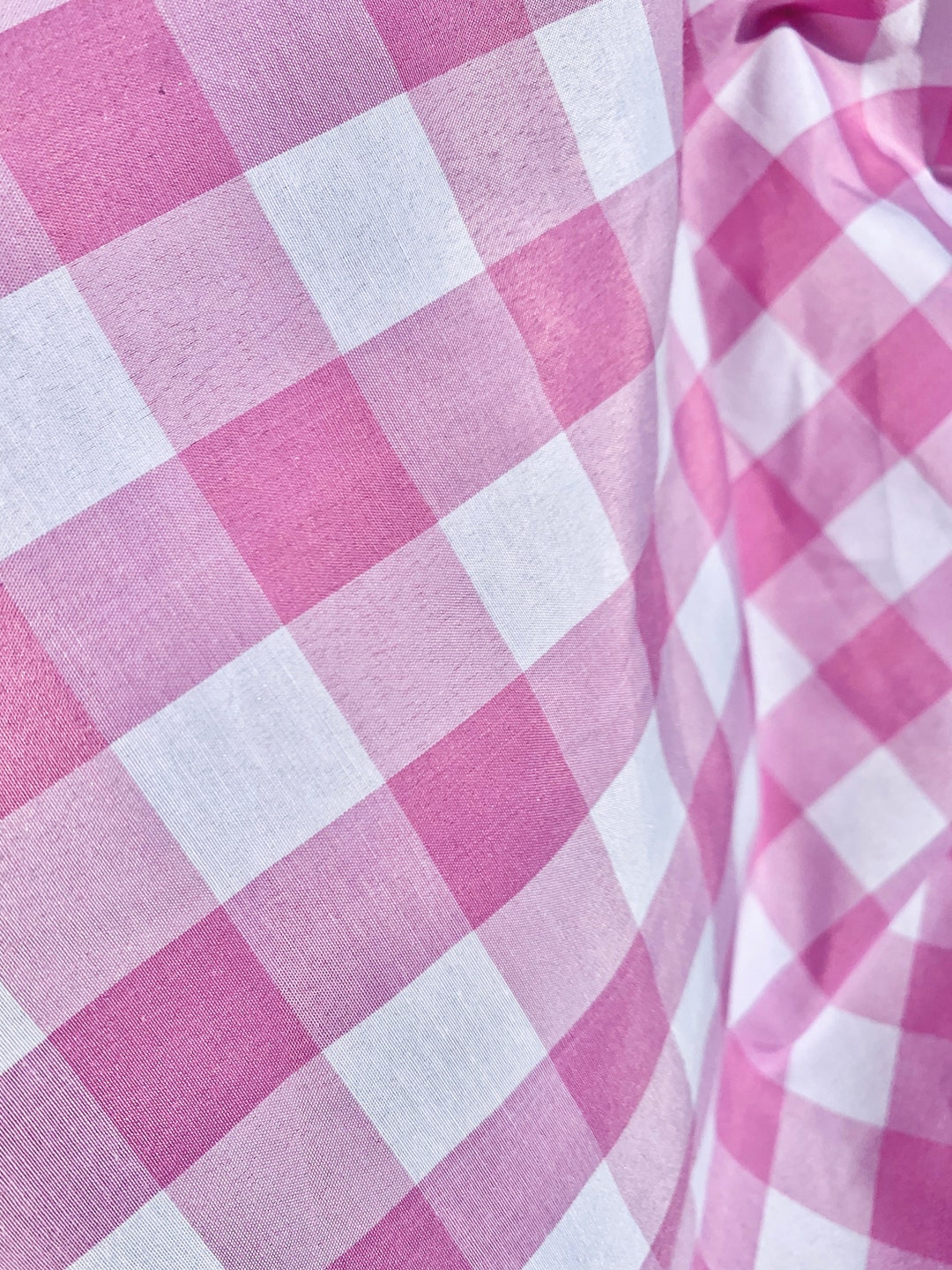 Chloe PINK Big Checkered Light Weight Poly Cotton Fabric by the Yard ...