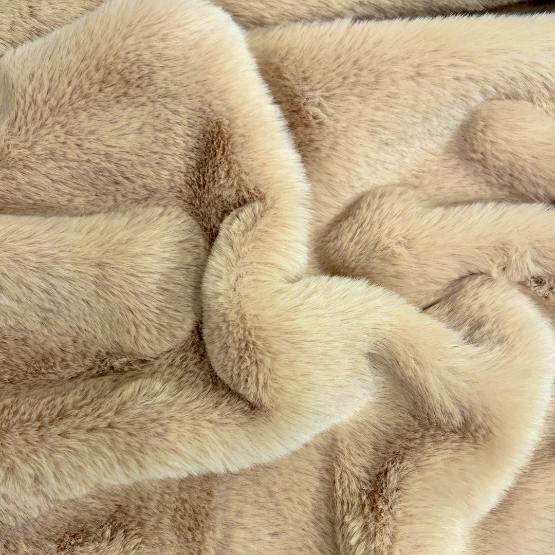 Mischa BEIGE Ultra Soft Minky Rabbit Bunny 0.5" Pile Faux Fur Fabric ...