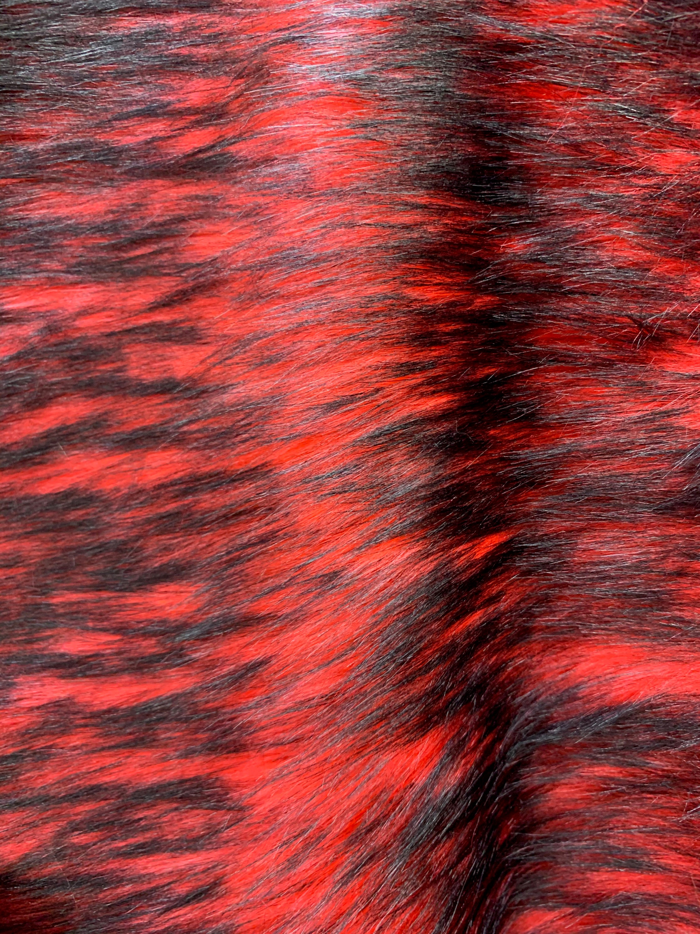 Fiona RED BLACK Husky Soft Faux Fur Fabric for Home Decor, Costumes ...