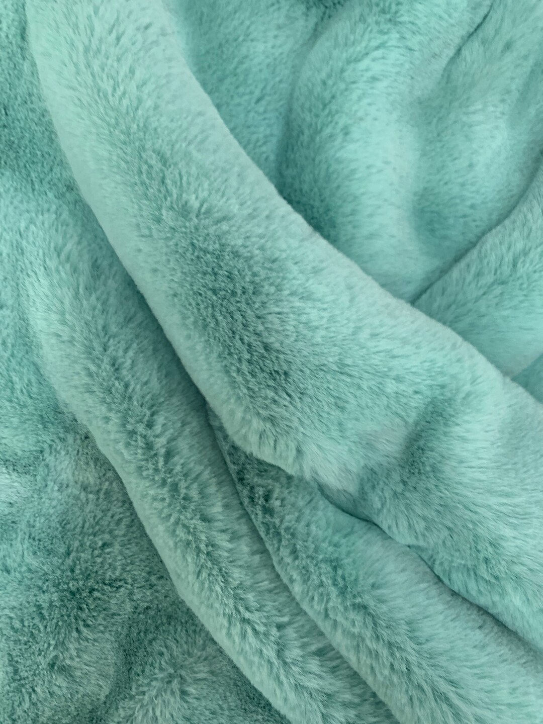 Czarina MINT GREEN Ultra Soft Minky Rabbit Short Pile Faux Fur Fabric ...