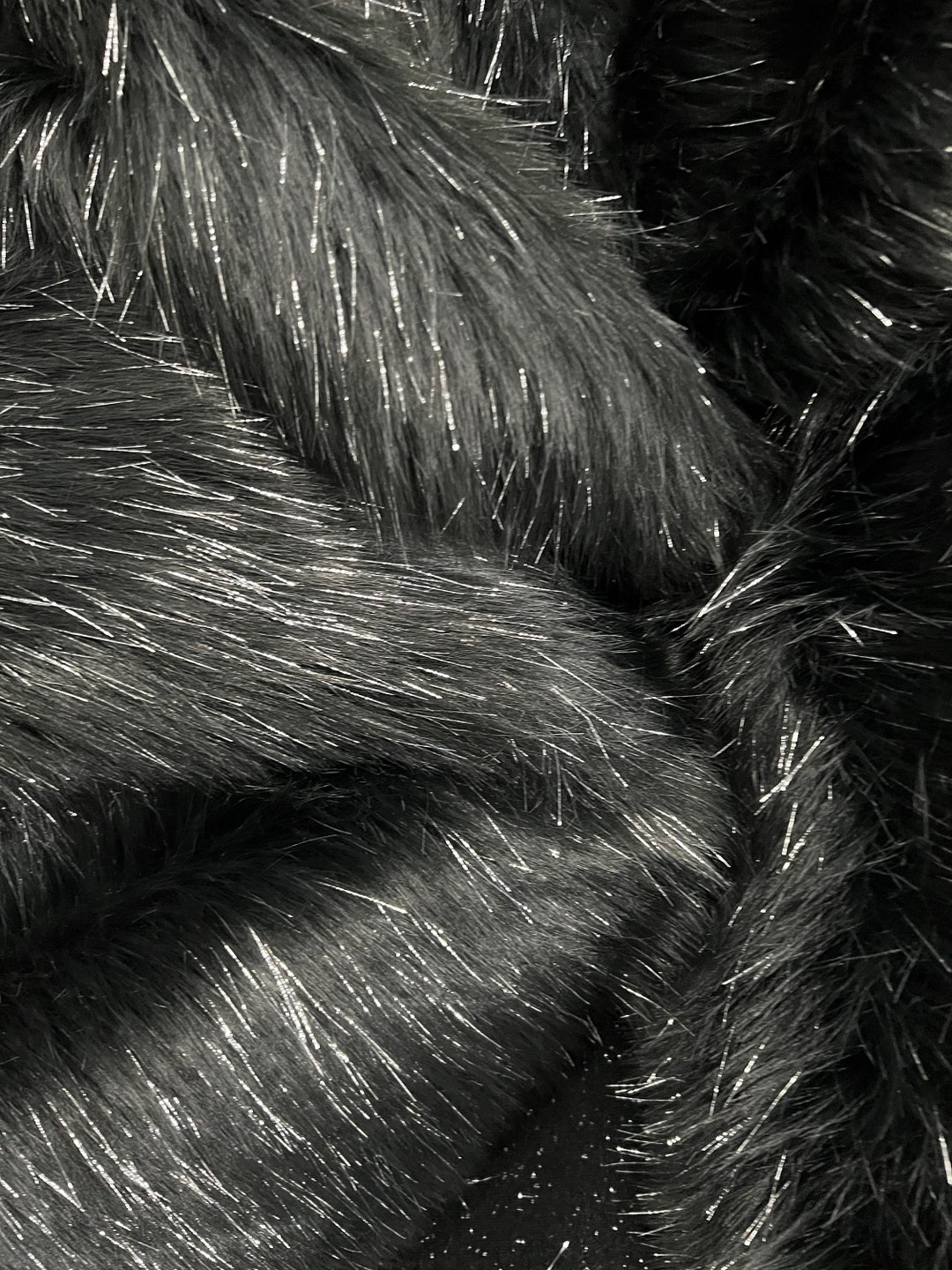 Amy BLACK Tinsel Glitter Shaggy Soft Faux Fur Fabric for Fursuit ...